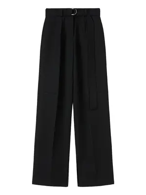 JIL SANDER Belted Wool Trousers - Black