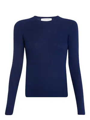 Michael Kors Michael Kors Collection Hutton Ribbed Cashmere Pullover Navy