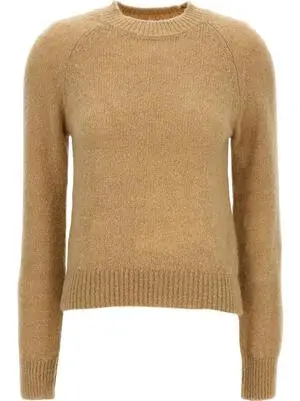 Dries Van Noten Crew Neck Alpaca Blend Sweater - Beige
