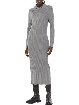 Whistles Bonnie Quarter Zip Sweater Dress - Dark Gray
