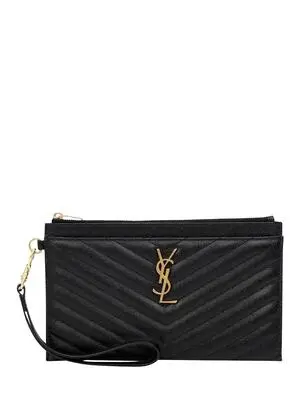 Saint Laurent Monogram Strap Clutch - Black
