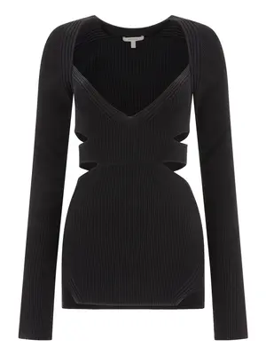 NENSI DOJAKA Ribbed Long Sleeve Top - Black