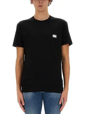 Dolce & Gabbana T-shirt With Logo Plaque - Black