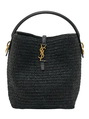Saint Laurent Le 37 Raffia Bucket Bag - Black