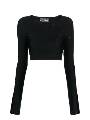 Versace Crystal-embellished Crop Top - Black