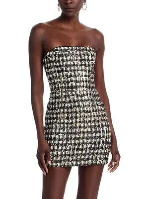 Black Halo Loreilla Sequined Tweed Mini Dress - Tweed Shimmer