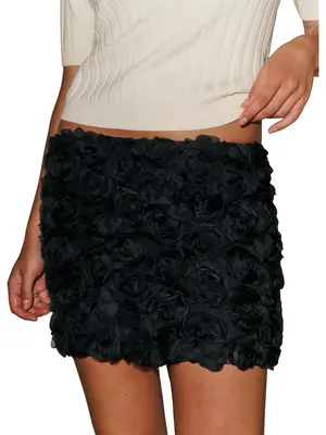 REFORMATION Carla Low Waist Mini Skirt Black Rose