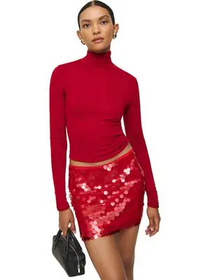 REFORMATION Carla Low Waist Mini Skirt Candy Apple