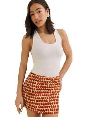 REFORMATION Carla Low Waist Mini Skirt Fresh Tomato