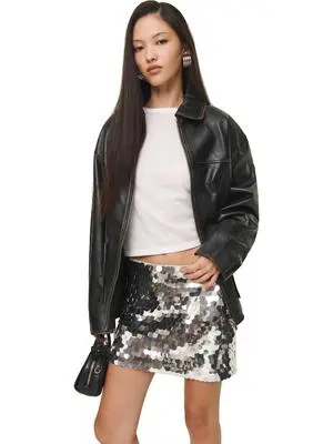 REFORMATION Carla Low Waist Mini Skirt Mercury