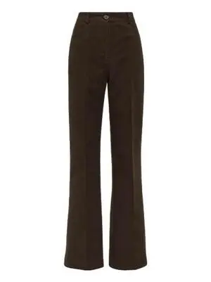 TOTEME High-rise Velour Straight Pants - Brown
