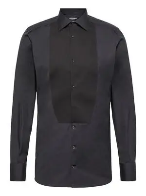 Dolce & Gabbana Plastron Cotton Shirt - Black