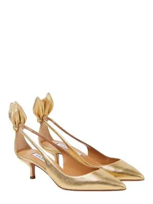 AQUAZZURA Aquazzura Bow Tie Metallic Leather Pumps Gold