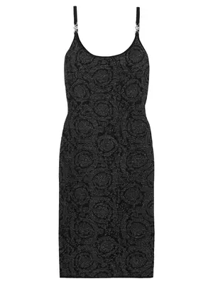 Versace Embellished Metallic Jacquard-knit Dress - Black