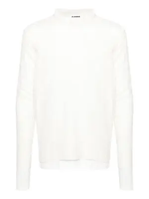 JIL SANDER Logo Intarsia-knit Cotton Jumper - White