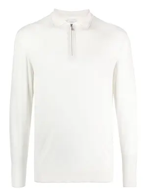 Eleventy Half-zip Wool Polo Shirt - White