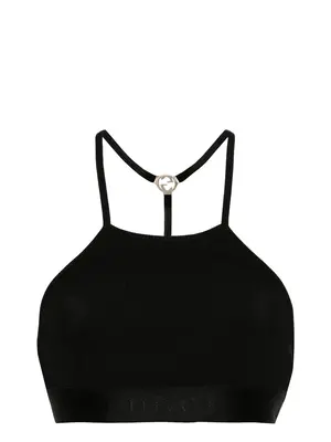 Gucci Interlocking G Ribbed Cropped Top - Black