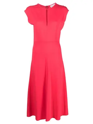 FORTE_FORTE Keyhole-neck Flared Midi Dress - Pink