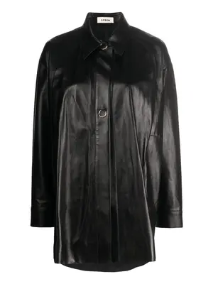 AERON Feather Leather Shirt - Black