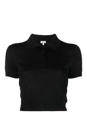 Loewe Cropped Polo Top - Black