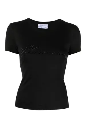 Blumarine Logo-embellished Cotton T-shirt - Black