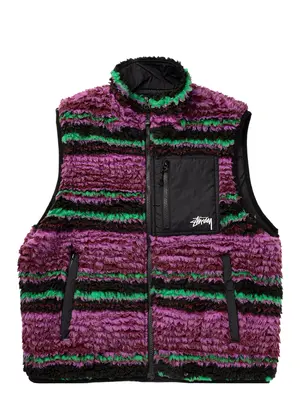 StÜssy Striped Sherpa Vest - Purple