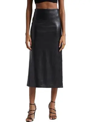 Alice + Olivia Maeve Faux Leather Midi Skirt - Black