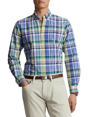 Polo Ralph Lauren Plaid Button-down Oxford Shirt - 5448a Blue/red Multi