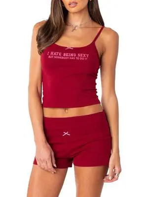 EDIKTED Cropped Camisole - Burgundy