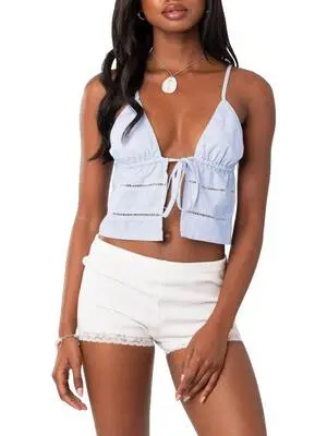 EDIKTED Candy Tie Front Camisole - Blue