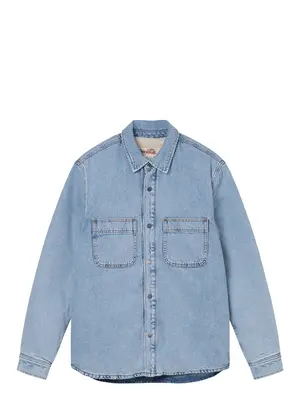 StÜssy Sherpa Lined Denim Shirt 'light Denim - Blue