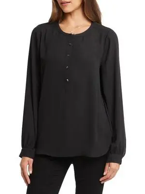 NYDJ Simone Popover Blouse - Black