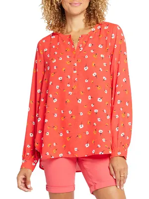NYDJ NYDJ Simone Popover Blouse Red Haven