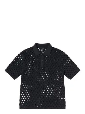 StÜssy Big Mesh Polo Sweater - Black