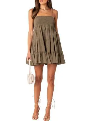 EDIKTED Tiered Babydoll Dress - Olive