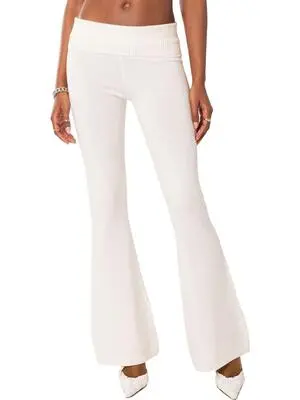 EDIKTED Desiree Knit Flare Pants - White
