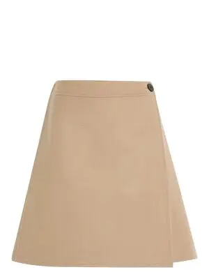 Theory Wool And Cashmere-blend Felt Mini Wrap Skirt - Sand