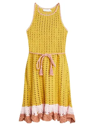 Zimmermann Ruffled Crocheted Mini Dress - Mustard