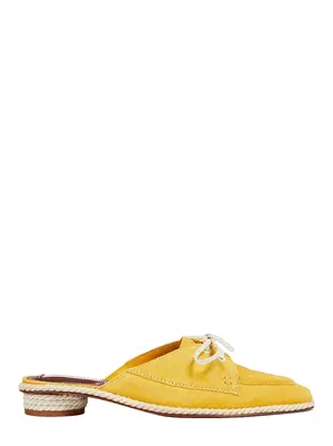Zimmermann Lace-up Suede Mules - Yellow