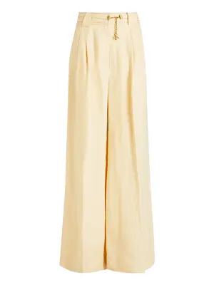 ZIMMERMANN Belted Wide-Leg Linen Pants
