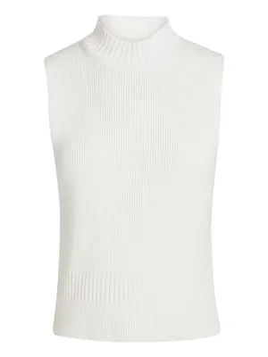 Sandro Cutout Ribbed Turtleneck Top - White