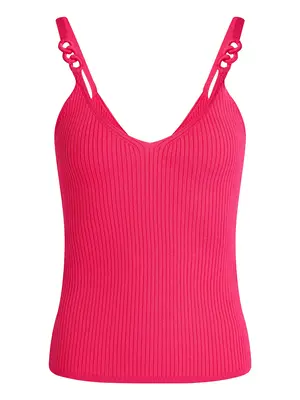 Sandro Sandro Ribbed-Knit Tank Fuchsia
