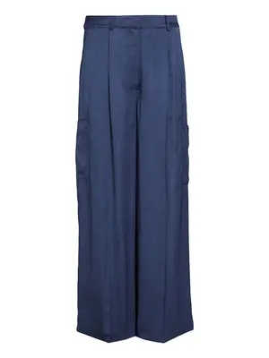 Loulou De Saison Loulou Studio Carmel Pleated Satin Cargo Pants - Navy