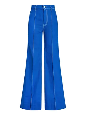 Zimmermann Embroidered High-rise Flared Jeans - Bright Blue