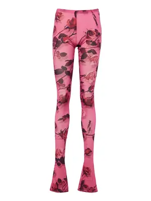 Blumarine Semi-sheer Printed Leggings - Purple