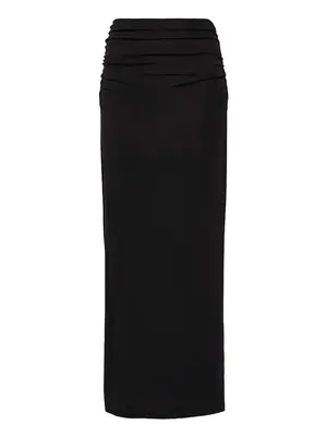Velvet By Graham & Spencer Hilton Ruched Jersey Midi Skirt - Black