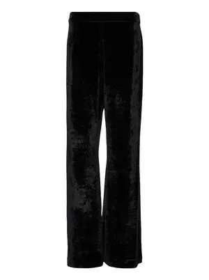 JIL SANDER High-rise Wide-leg Velvet Trousers - Black