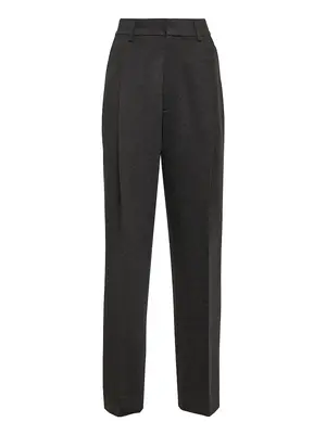 Victoria Beckham Pleated Straight Pants - Grey