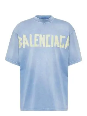 Balenciaga Tape Type Cotton Jersey T-shirt - Blue