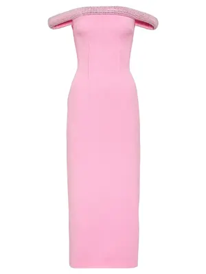 David Koma Crystal-embellished Cady Midi Dress - Pink